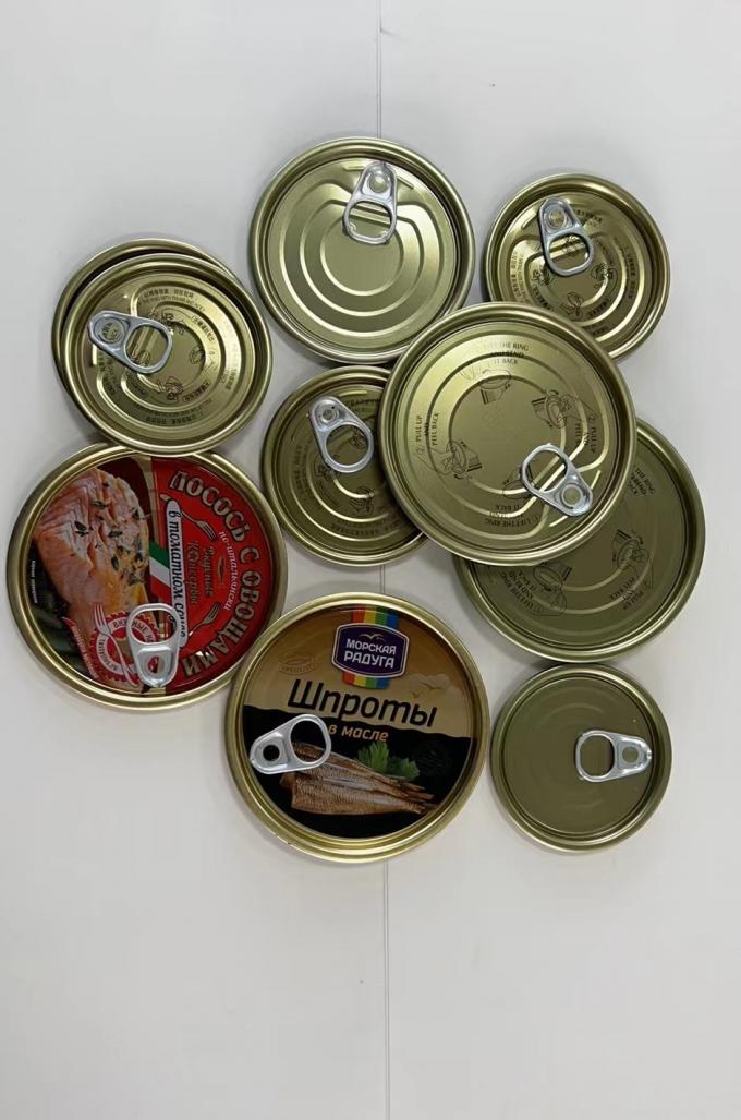 Rust Resistance Tin Metal Lid 99mm Diameter Golden EOE Lid For Food Cans